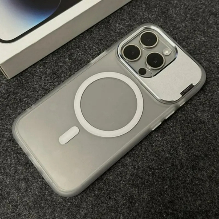 【Metal Bracket transparent acrylic hard case/Gray】compatible for iphone ...