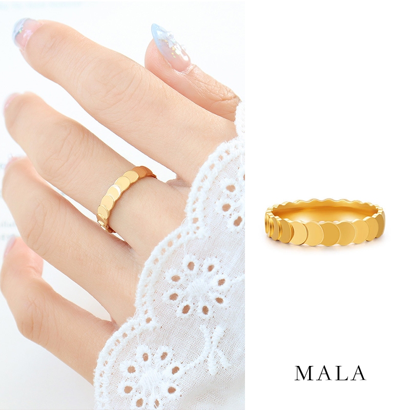 Simple 18k Gold-plated Titanium Steel Fish Scale Ring for Couple ...