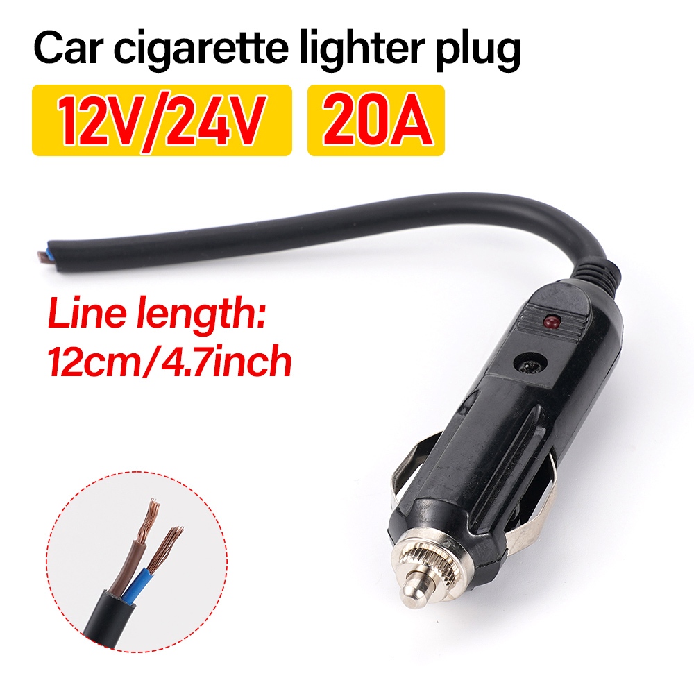 150cm 12/24V 20A Car Cigar Lighter Socket Splitter Plug Connector Fast ...