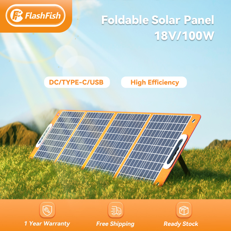 60W 100W | Flashfish Portable Solar Panel 100watts for Power Station ...