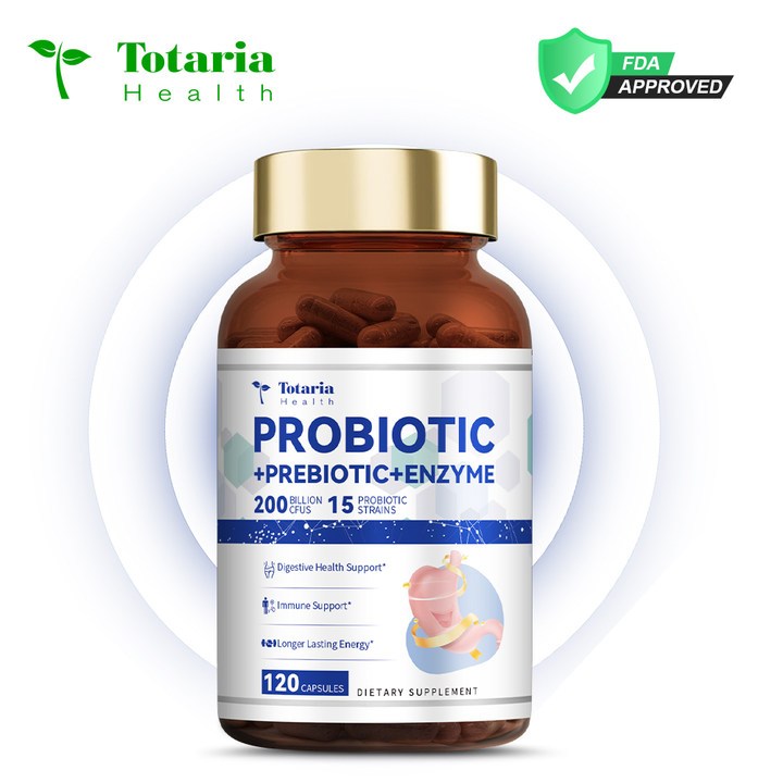 Totaria Probiotic 200 Billion CFU 15 Strains Organic Prebiotic Enzyme ...