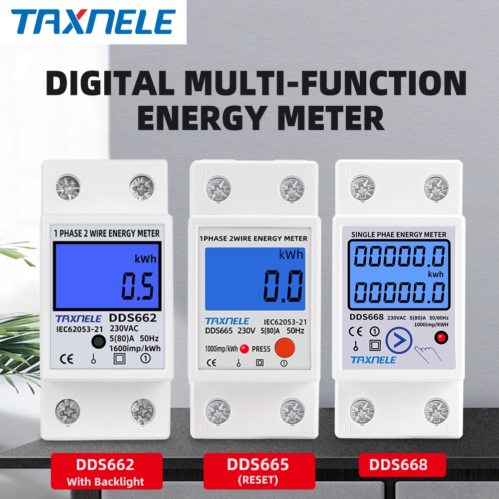 DDS662 DDS668 Din Rail LCD Backlight Single Phase Energy Meter kWh ...