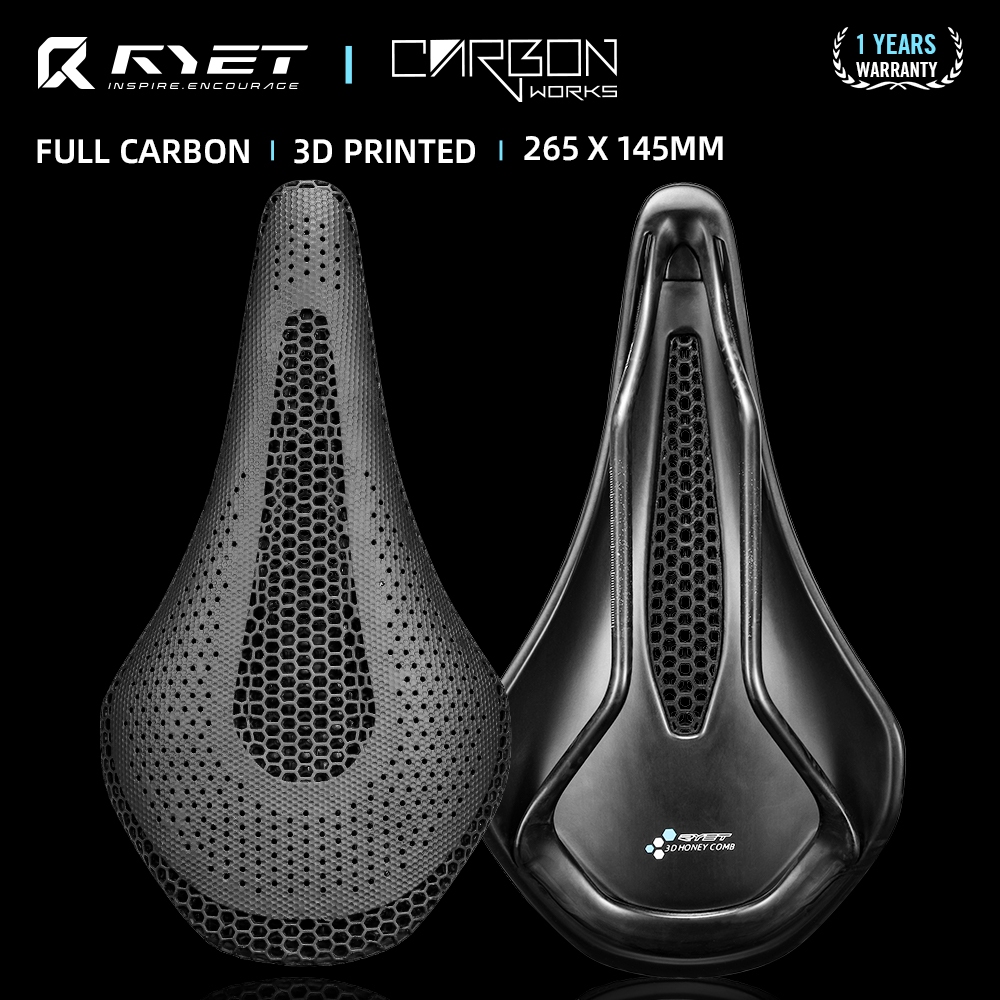 RYET Ultra Full Carbon 3D printed Bike Saddle 205g High Modulus Carbon Fiber Base for MTB ...
