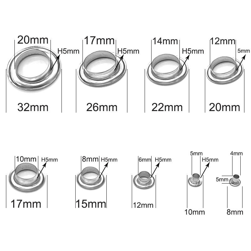 Inside 4-20 mm Stainless Steel Eyelets Button Metal Shoe Eye Buckle ...