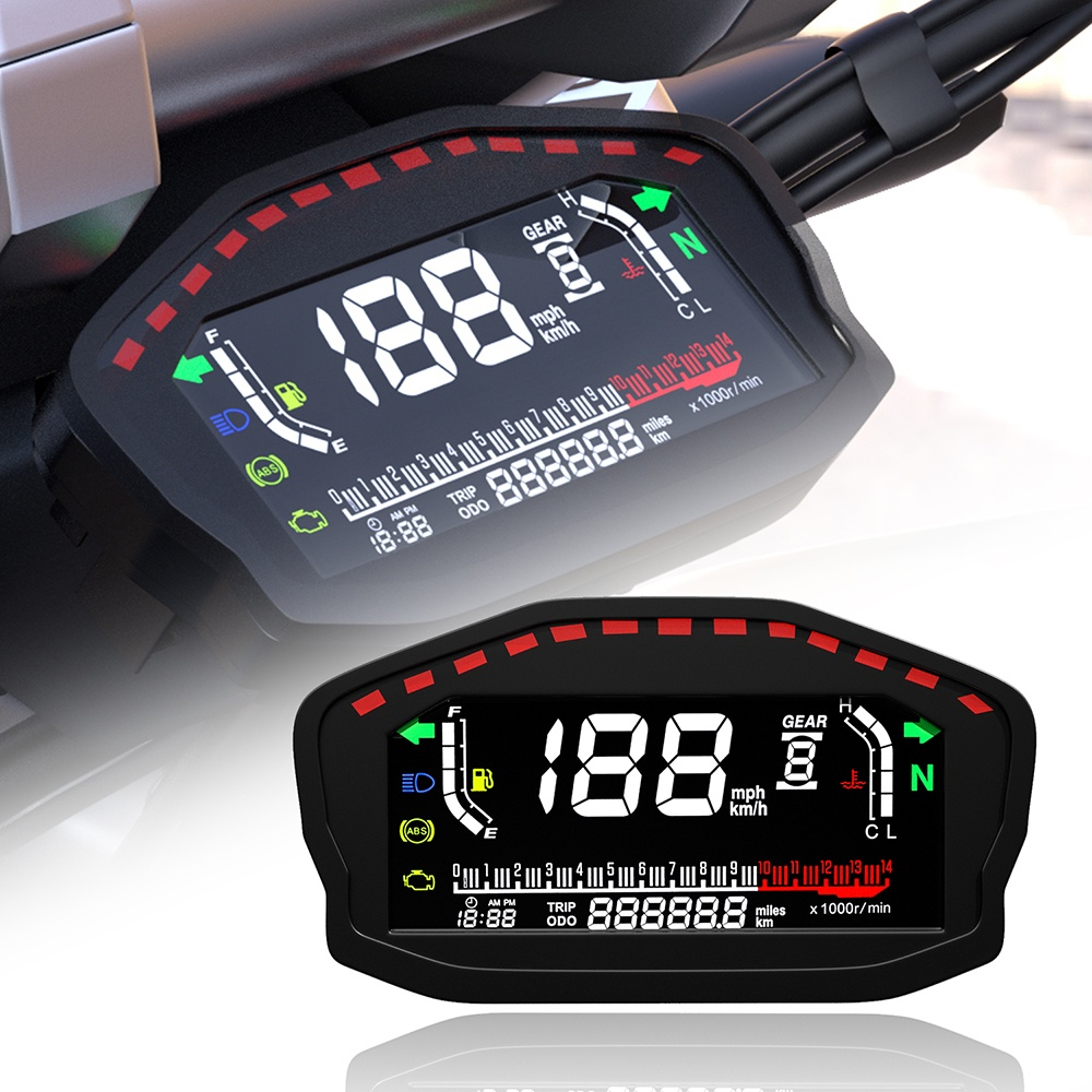 Universal Speedometer Digital Meter Odometer For Ducati Full LCD Meter ...