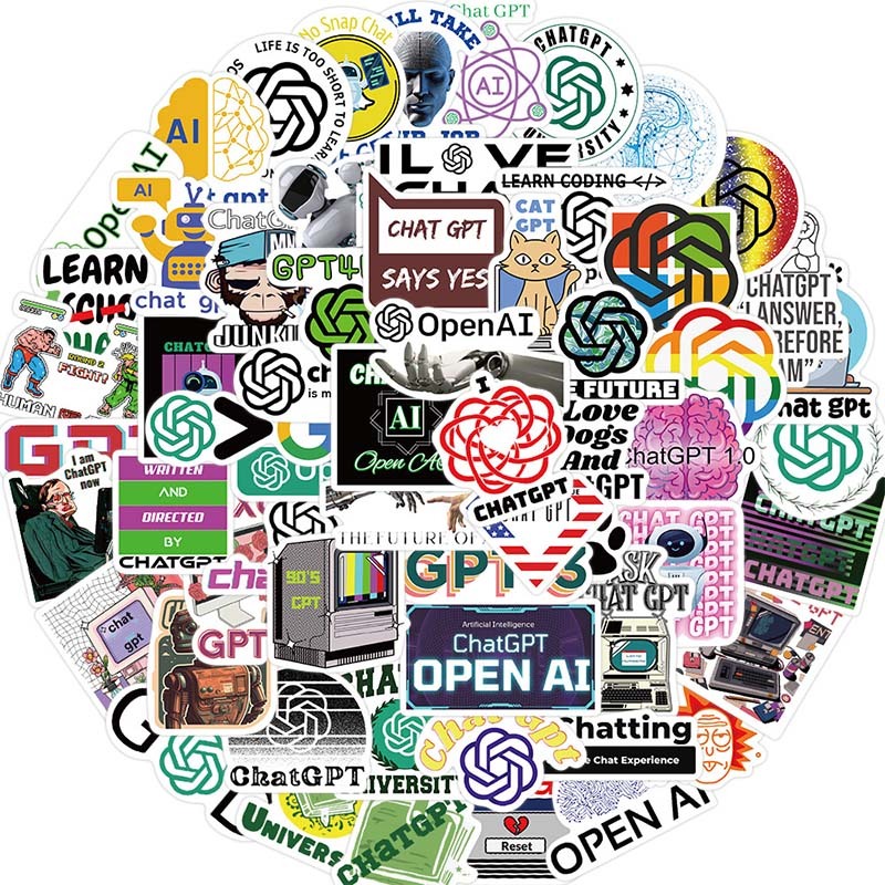 60pcs Chat GPT Programme AI Waterproof Stickers Artificial Intelligence ...