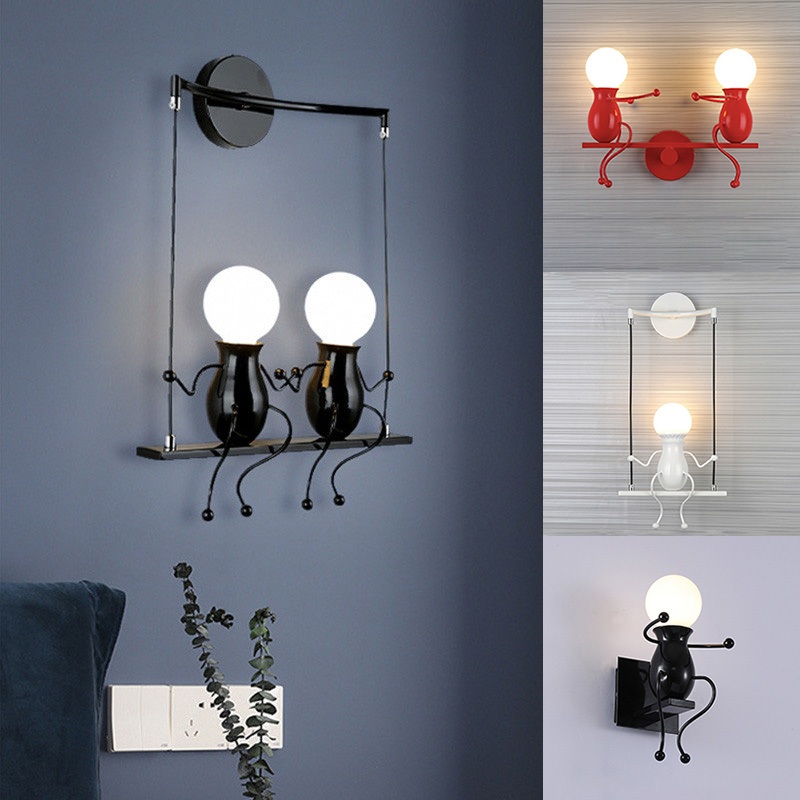 Industrial Style Iron Art Cartoon Little People Wall Light Personality ...