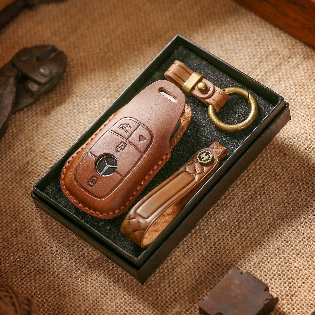 O.G.B Cowhide Cover Car Key Cover Case Key Bag Key Pouch for Mercedes ...
