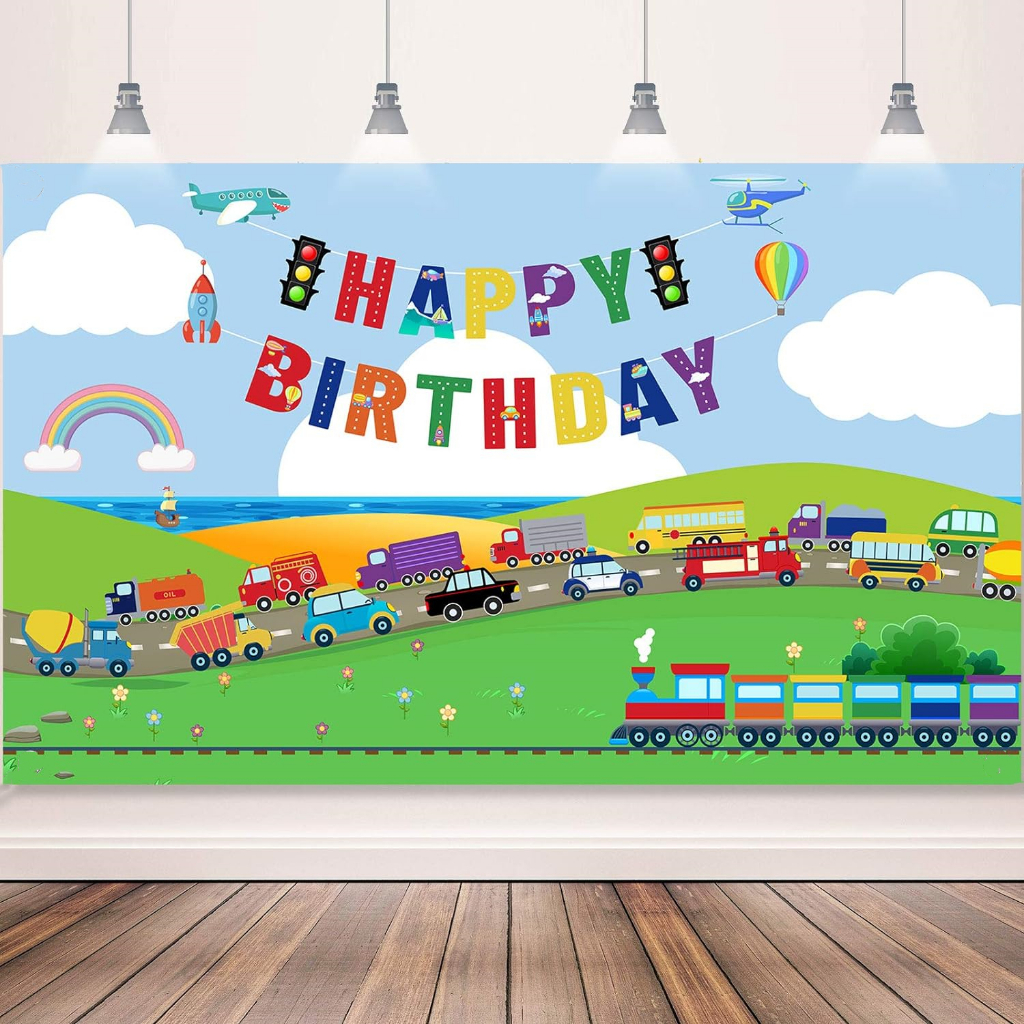 Transportation Birthday Photography Background 5x3ft Traffic Happy ...