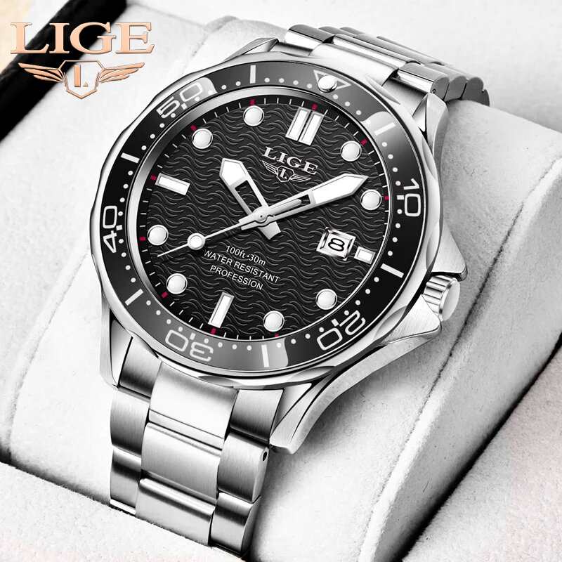 LIGE Men Watch Business Date Watches Luxury Sport Quartz Watches ...