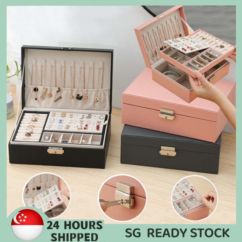 【SG READY STOCK】2-Layer Jewelry Storage Box Double Layer Jewelry Box ...