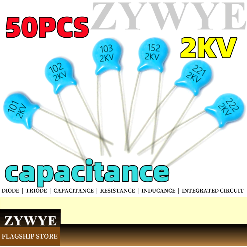 50pcs 2KV103 Porcelain Sheet Capacitor 2KV 101 102 103 152 221 222 331 ...