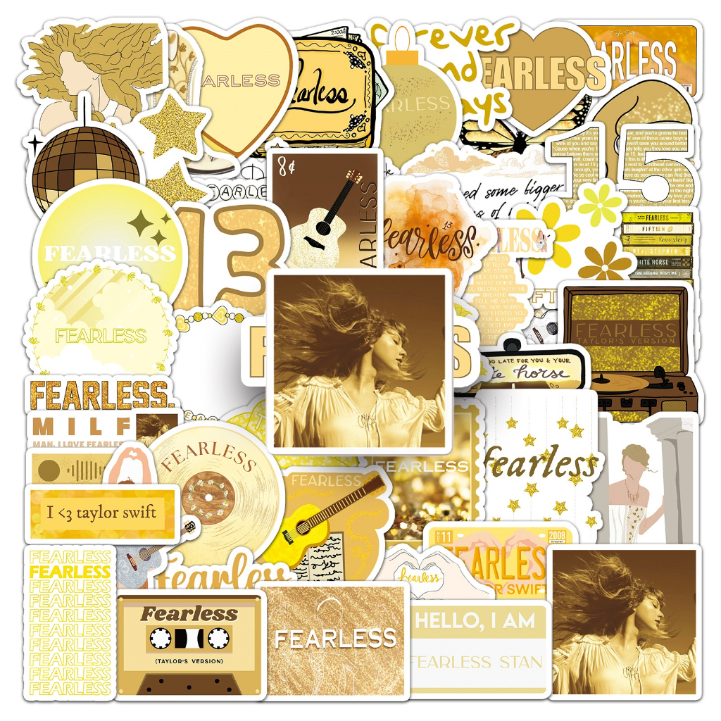 New 50 Piece Taylor Swift Fearless Yellow Stickers DIY For Phones ...