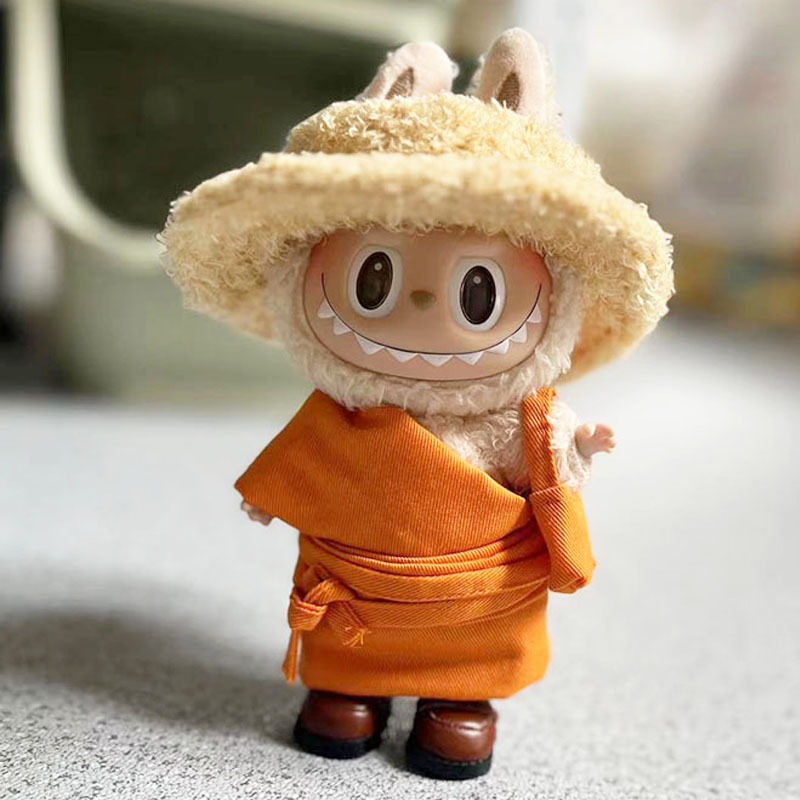17cm Labubu Macaro Doll Clothes Cotton Monk Suit (Only Clothes ...