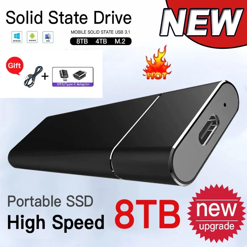 USB 3.1 8TB SSD External Moblie Hard Drive Portable High Speed Hard ...