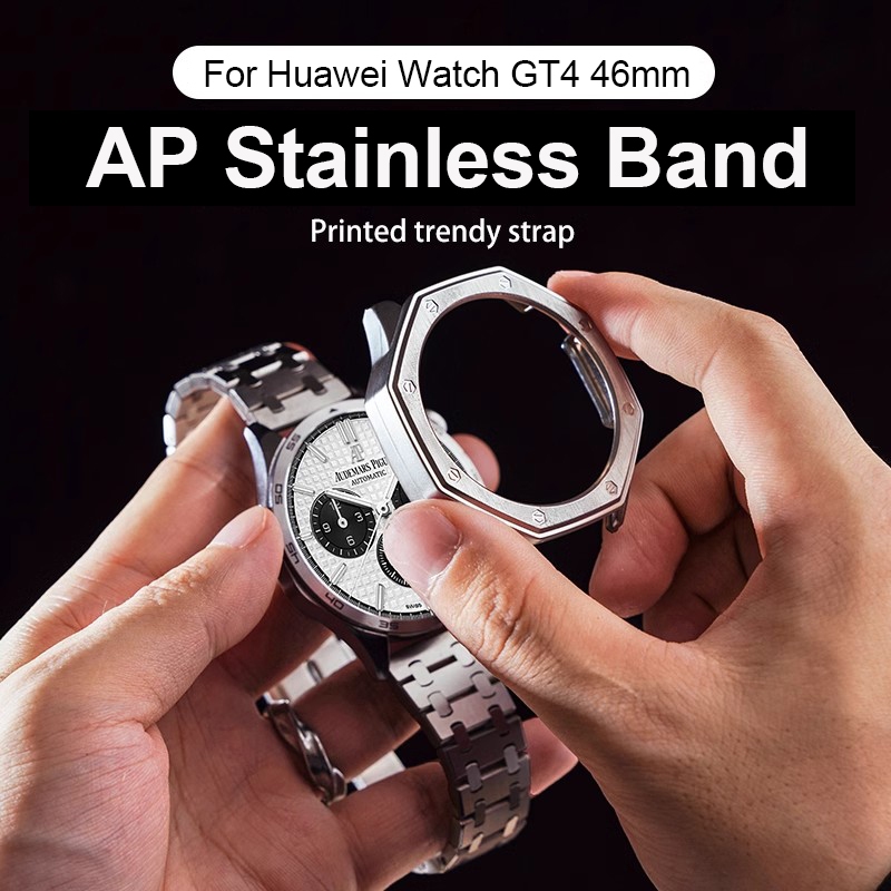 AP Stainless Steel Metal Band for Huawei Watch GT4 46mm Watchband + PC Plating Case Metal ...