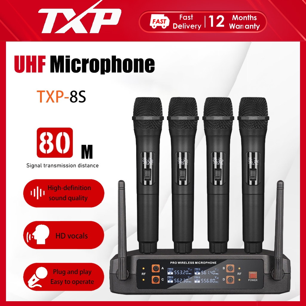 TXP Wireless microphone 4 channel Uhf handheld wireless microphone for ...
