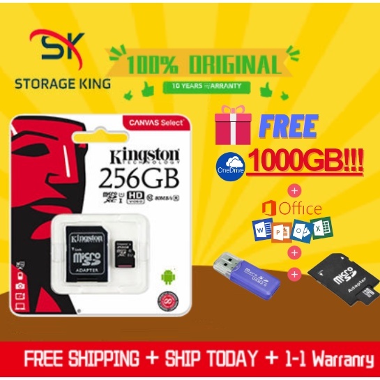 Kingston Class 10 32GB/64GB/128GB/256GB/512GB/1TB Micro SD MSD Memory ...