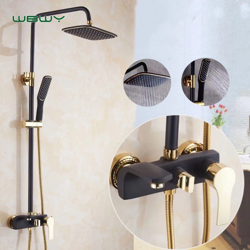 All Copper Black Gold Shower Shower Set European Hot and Cold Bathroom ...