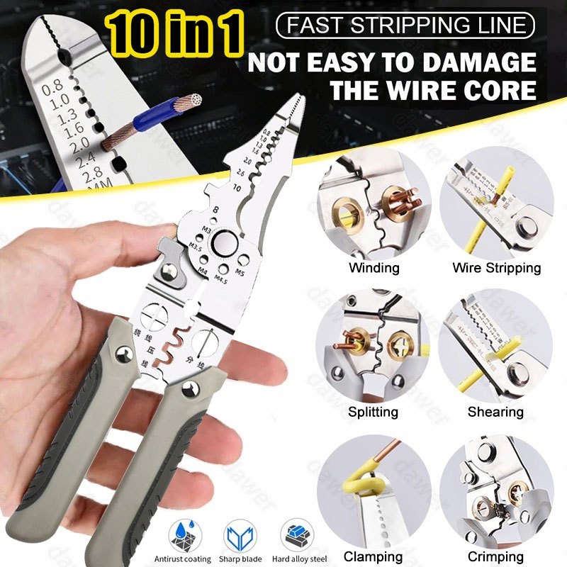 10 In 1 Wire Stripper Iron Copper Wire Cutter Cable Cutter Wire ...