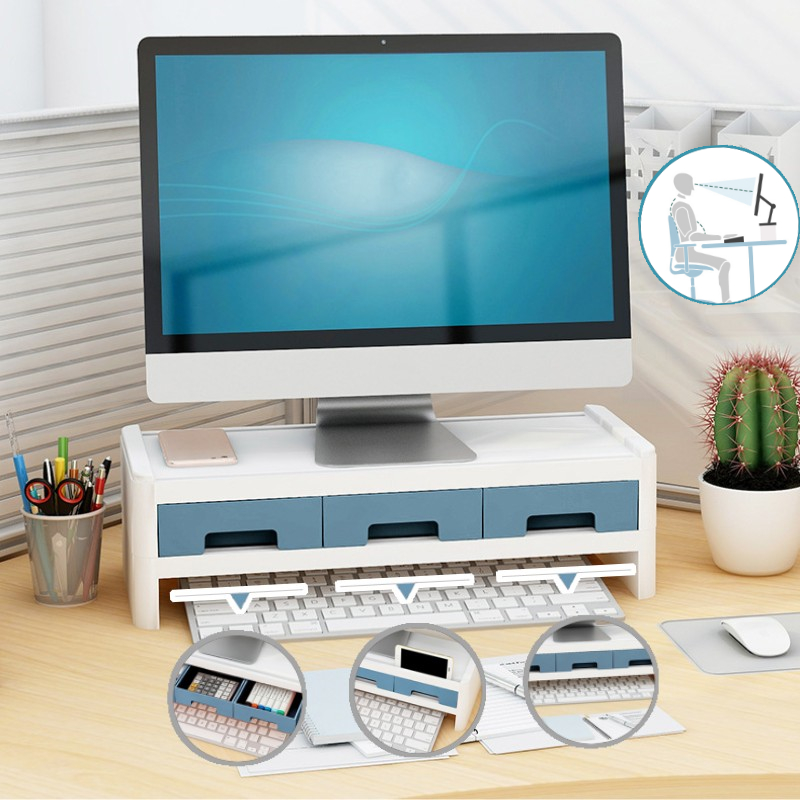 【READY STOCK SG】Ergonomic Computer PC TV Monitor Stand Desk Storage ...