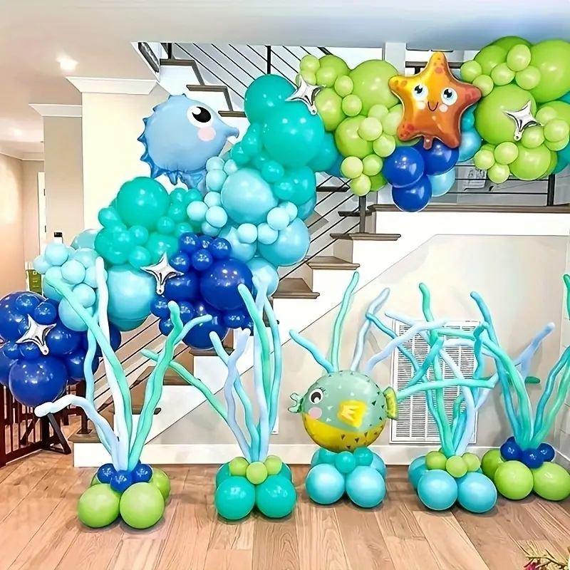 138pcs Under The Sea Balloon Arch Kit Blue Balloons Arch Kit With ...