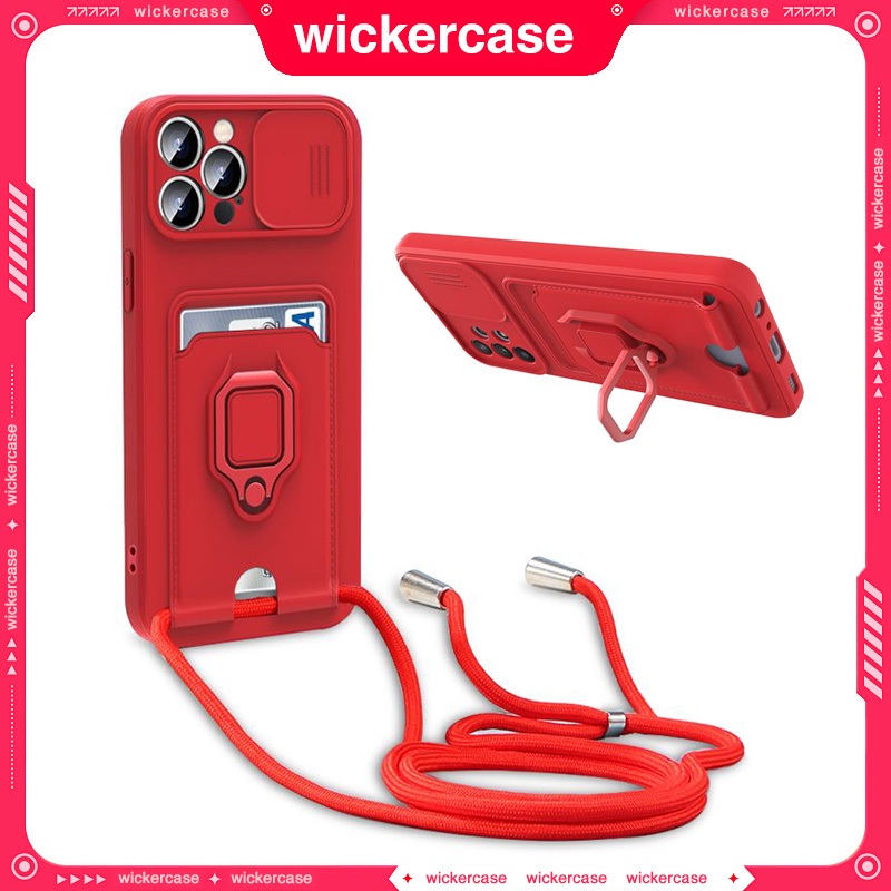 Magnetic Card Holder Stand Case With Strap Crossbody Lanyard Rope Case ...