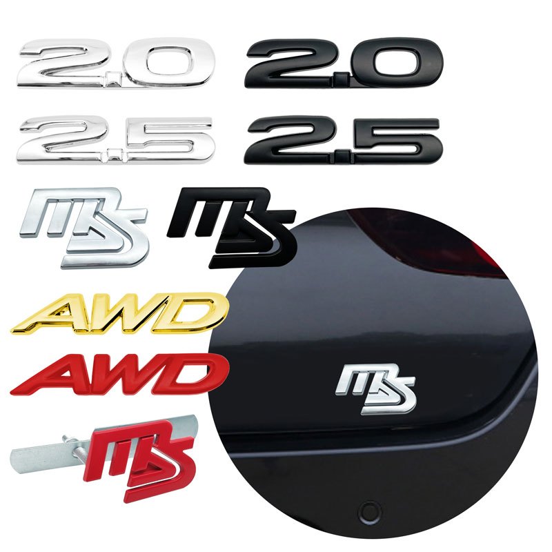 2.0 2.5 AWD Letter Logo Car Metal Sticker Rear Trunk Badge MS Front ...