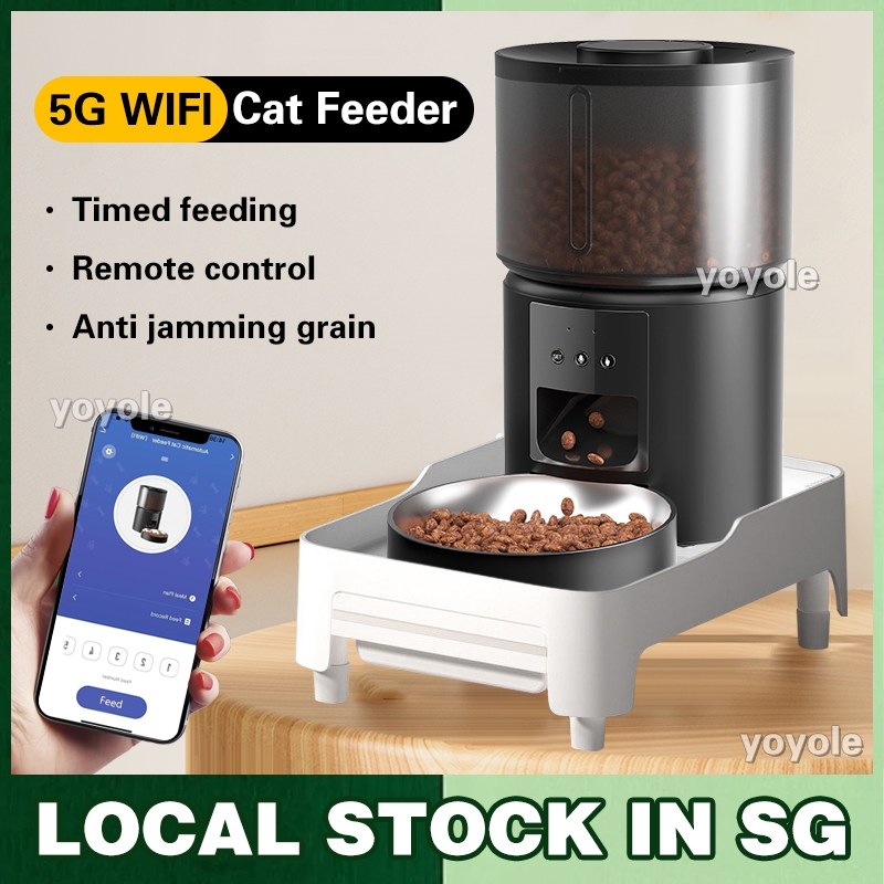 5G Cat Feeder Automatic Cat Food Dispenser Auto cat Feeder Pet Dog Slow Feeder Cat Bowl | Shopee ...