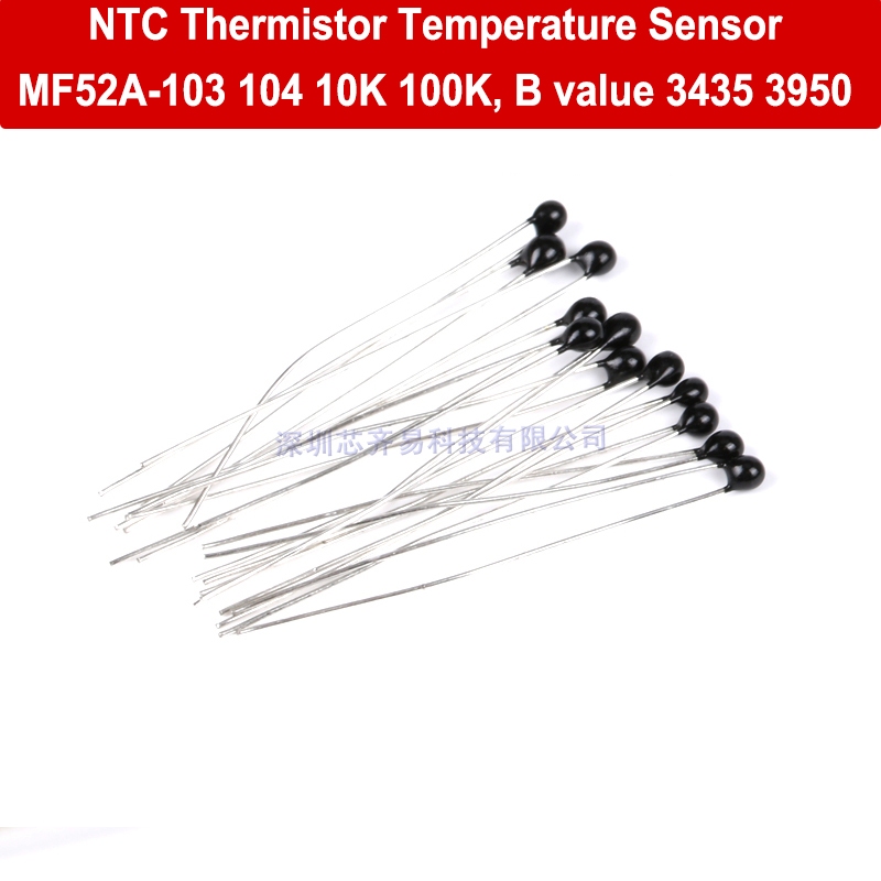 (50pcs) NTC Thermistor B value 3435 3950 MF52A-103 104 10K 100K ...