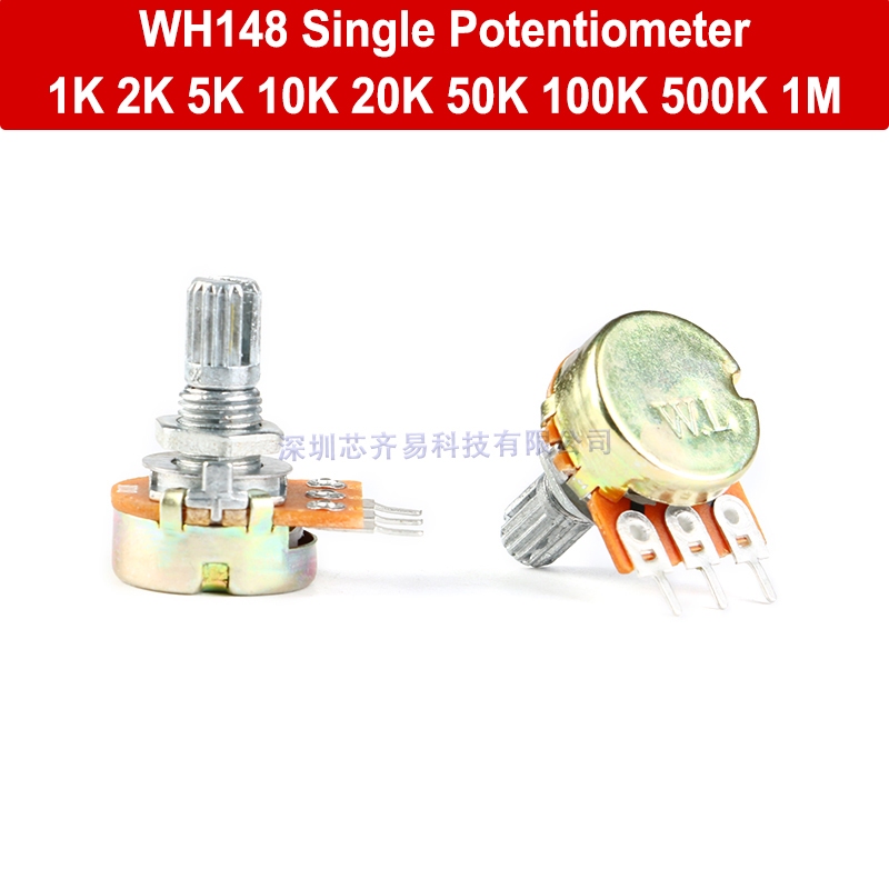 (10pcs) WH148 Single Potentiometer 1K 2K 5K 10K 20K 50K 100K 500K 1M ...