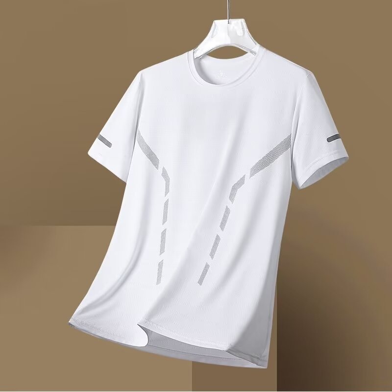 Ice Silk Men's Dri-fit Shirt Fashion Qui-Dry Solid Color Training ...