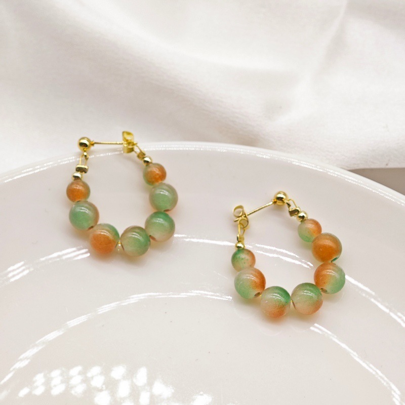 2024 New Style Retro Colorful Natural Stone Beaded Earrings Female ...