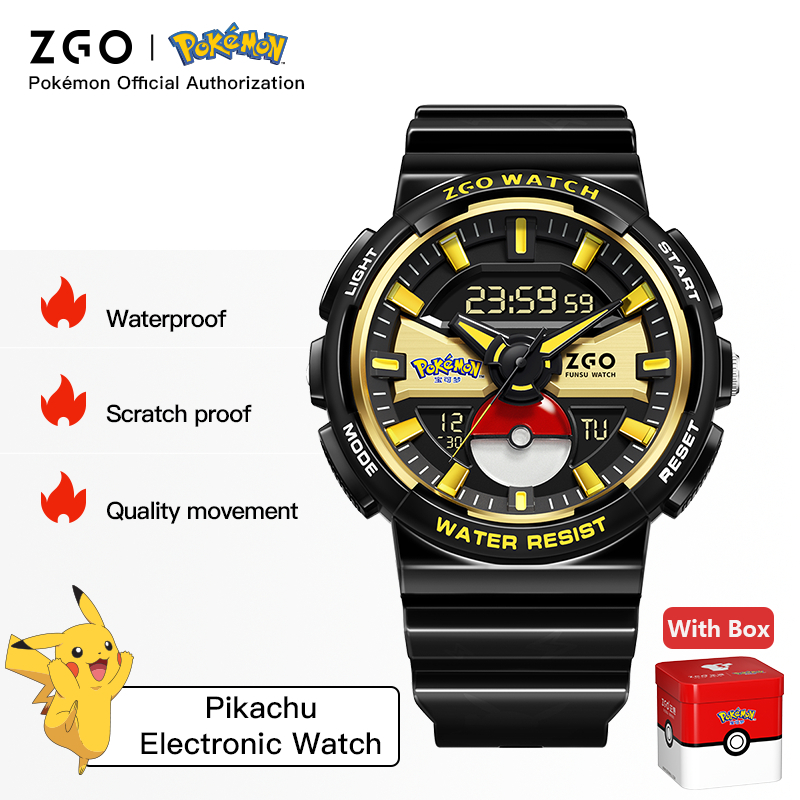 ZGO Pokémon Pikachu Kids Digital Watch for Boys Dual Display Sports ...