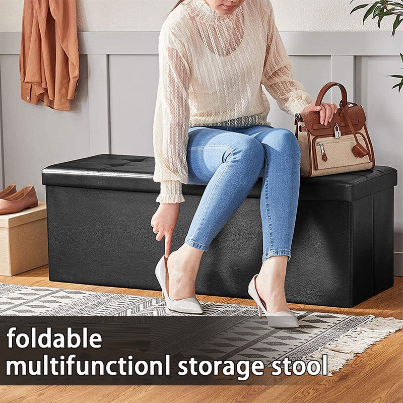 Foldable Storage Stool /Leather Grade Storage Stool / Compartment ...