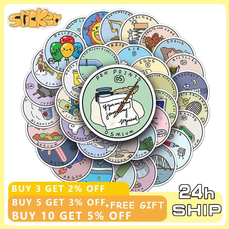 118PCS Periodic Table of Elements Sticker School Knowledge Cards Mini ...