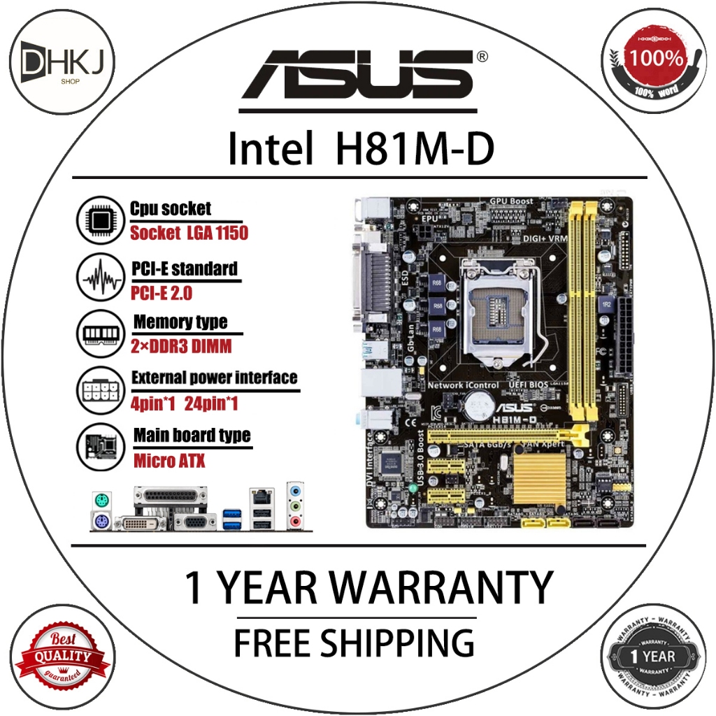 Used Asus H81M-D Desktop Motherboard H81 Socket LGA 1150 i3 i5 i7 DDR3 ...