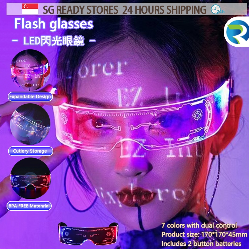 【SG Stock】LED Luminous Glasses Christmas Party LED Glasses 7 Colors ...