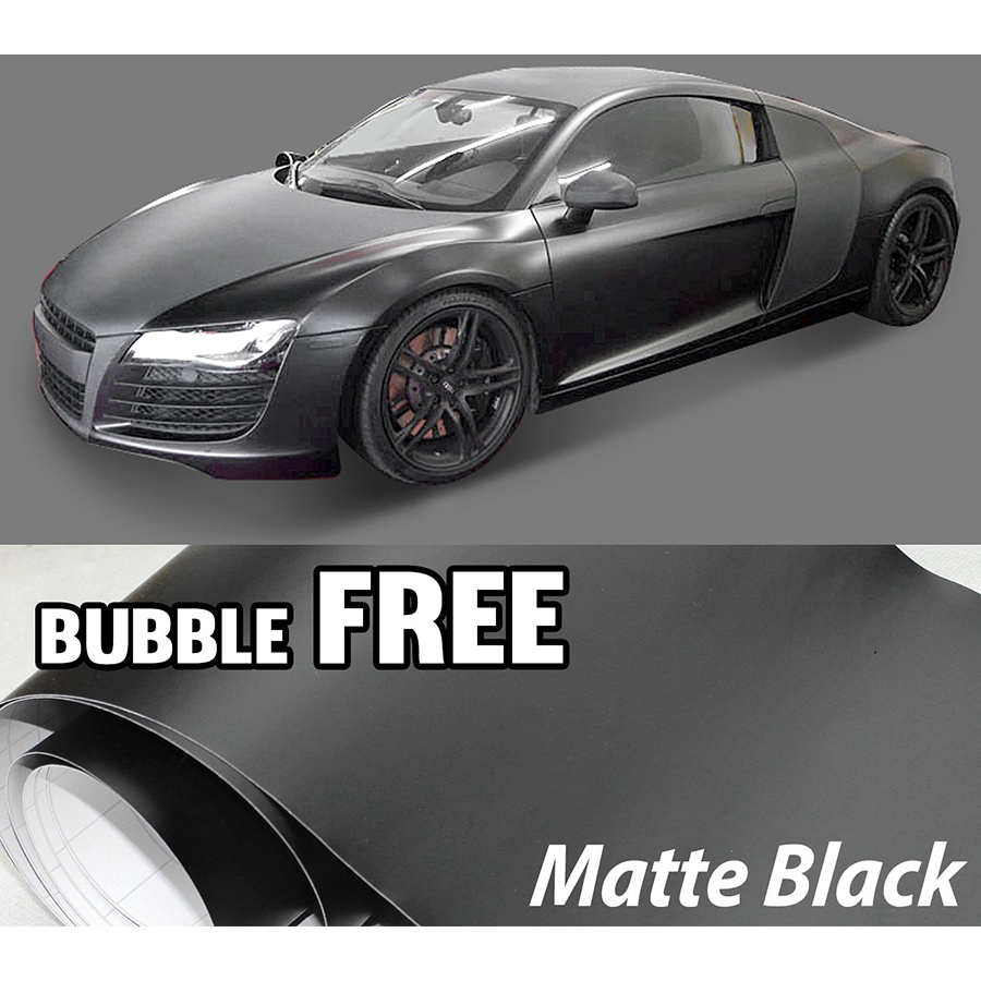 150cm 60“ Matte Black Matt Flat Car Wrap Vinyl Covering Film Sticker ...