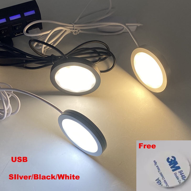 5w LED USB 5V LED Under Cabinet Puck Light Display Case Shelf Counter ...