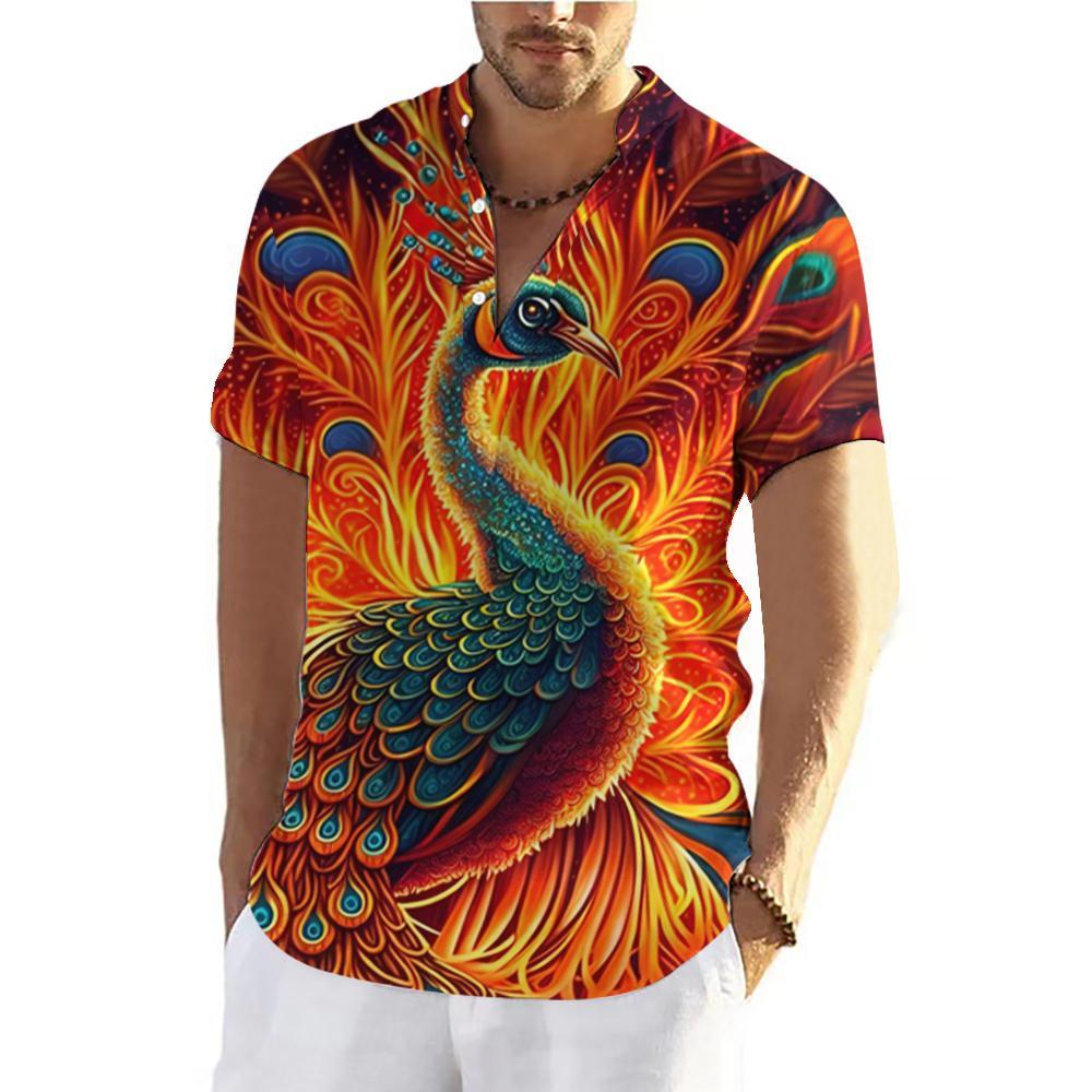 Peacock Print Men Shirt Summer Fashion Men's Top Casual Men's Short ...