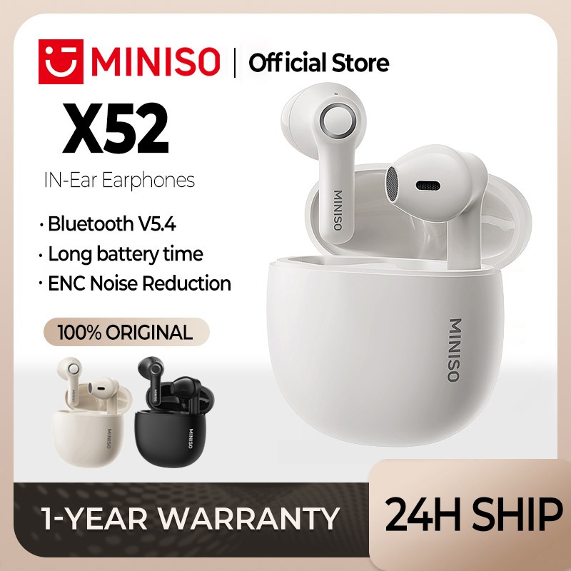 Miniso X52 Wireless Earphone Bluetooth 5.4 TWS With Fingertip Touch ...