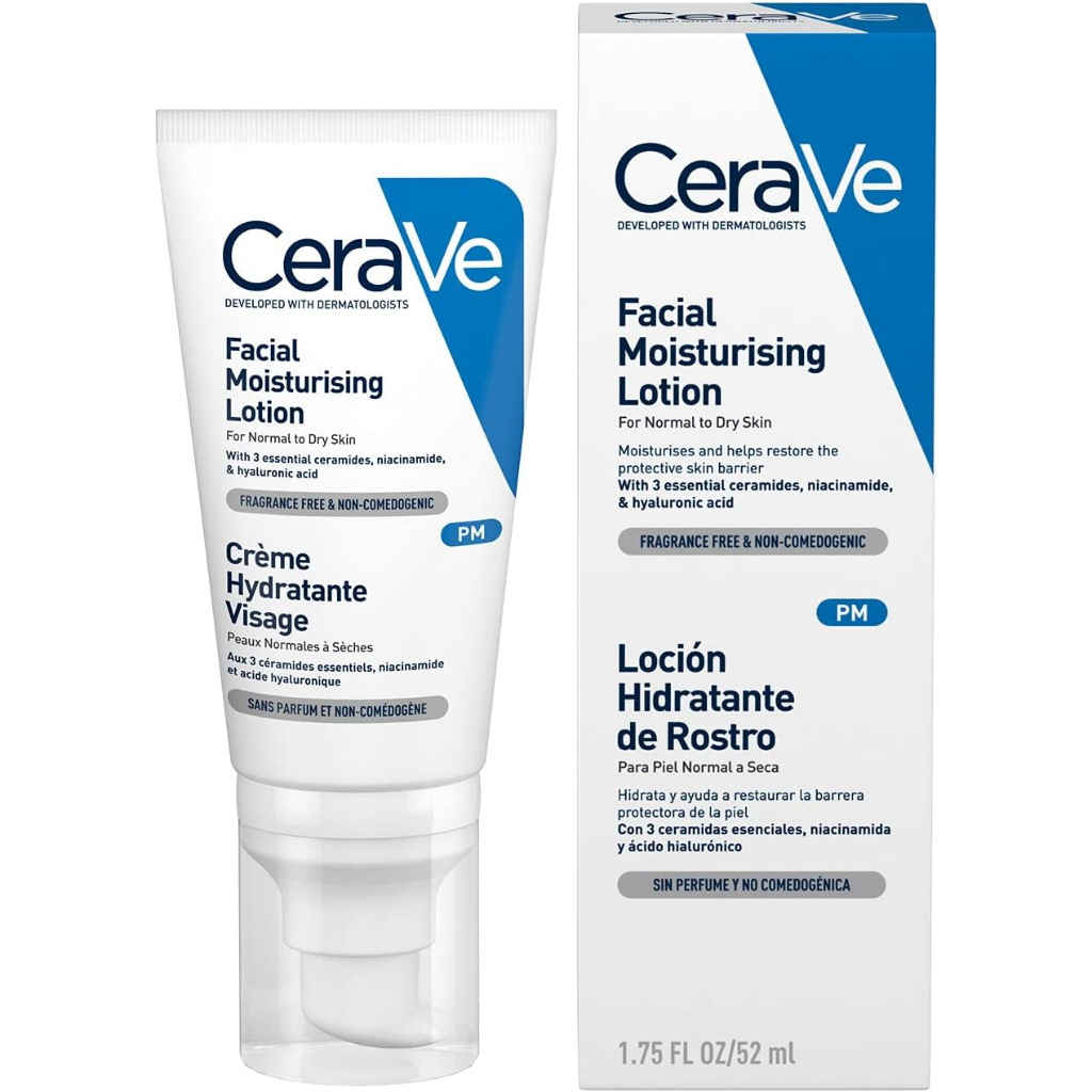 Ce-raVe PM Daily Facial Moisturiser Lotion 52ml with Niacinamide and 3 ...
