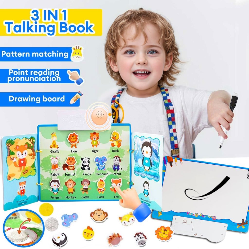 3-in-1 Talking Book for Kids,Interactive Electronic DIY Pointing ...