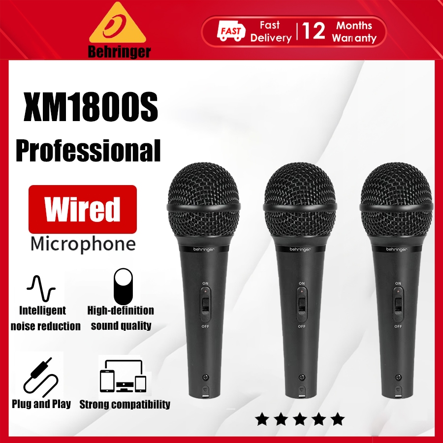Behringer XM1800S (3 Pieces Pack) Dynamic Microphone, with Carrying ...