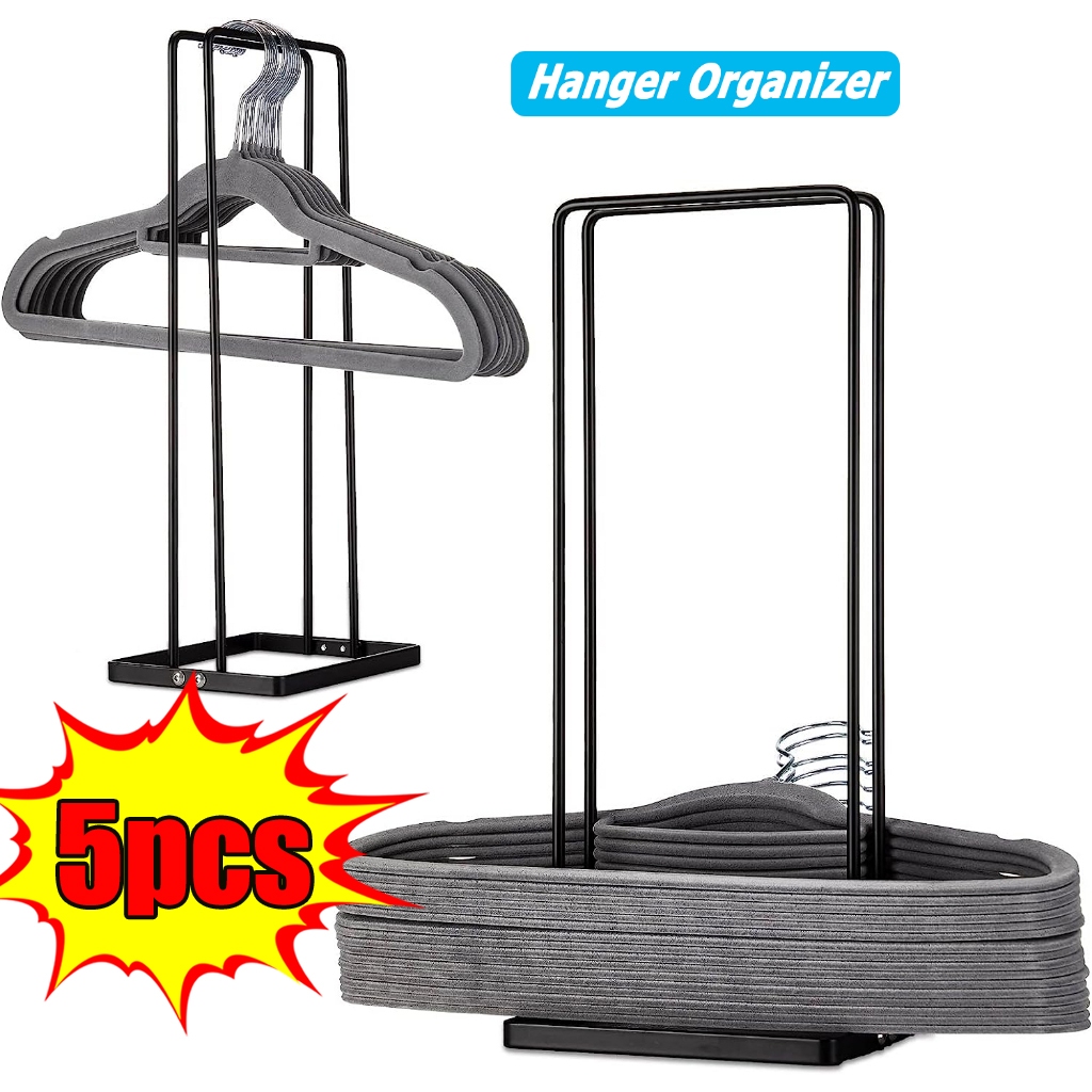 5pcs Hanger Organizer Detachable Clothes Hanger Stacker Rack Metal ...