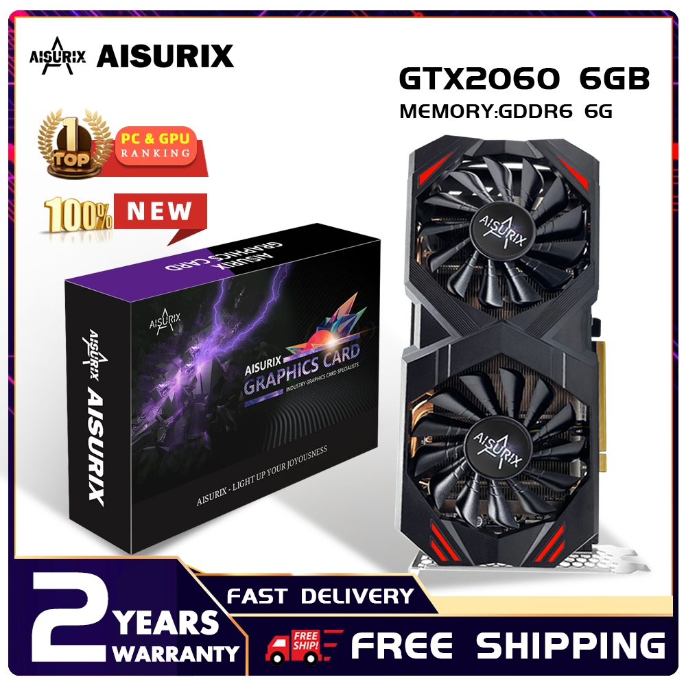 AISURIX VGA Card RTX 2060 6GB GDDR6 PCIE16 VGA RTX2060 6G for Computer ...