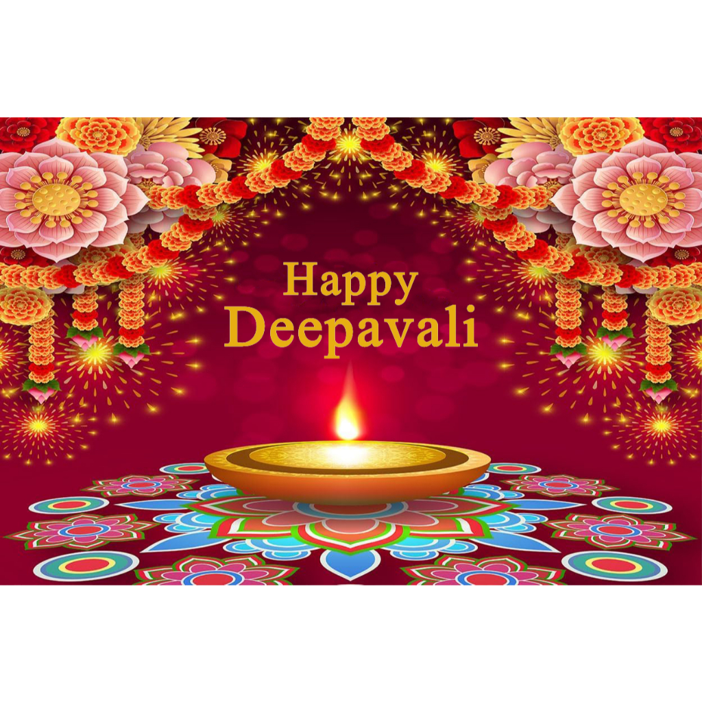 Red Happy Deepavali Photography Backdrops Banner Decor Festival of ...