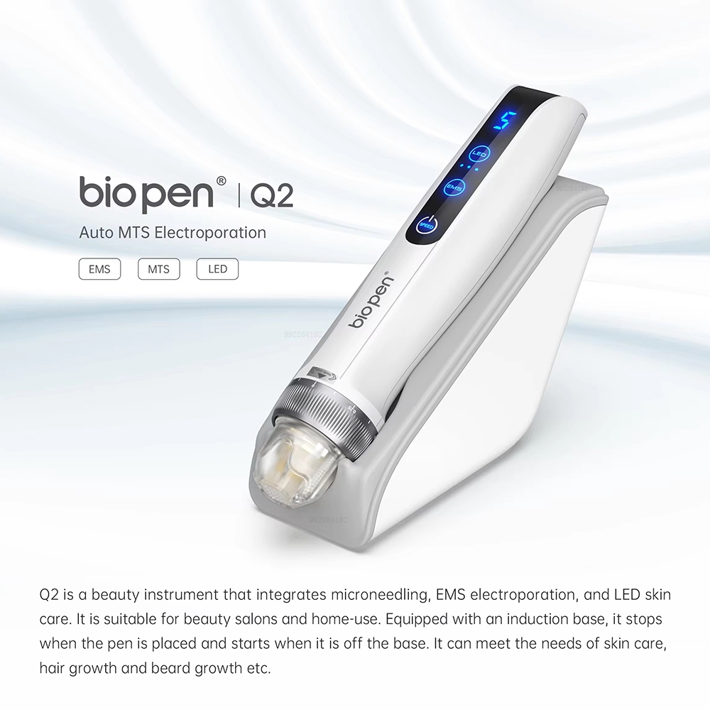 New Micro Current Electroporation bio pen Q2 Derma Pen Red Light Blue ...