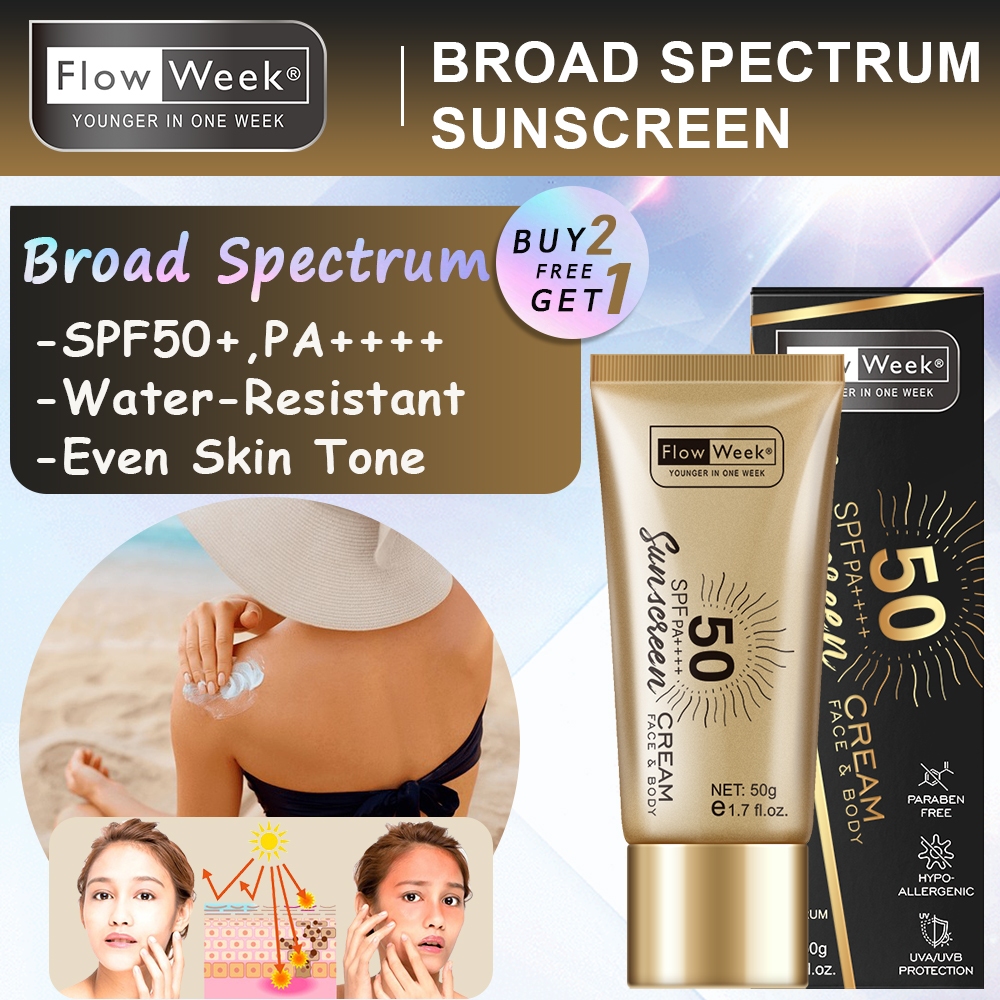 Flow Week Broad Spectrum Sunscreen SPF50 Protects Hydrates Nourishes ...